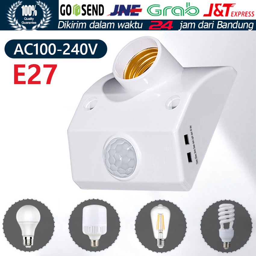 Jual Delay Motion Light Holder E27 Infrared Motion Sensor Automatic Light / Fitting Lampu ...