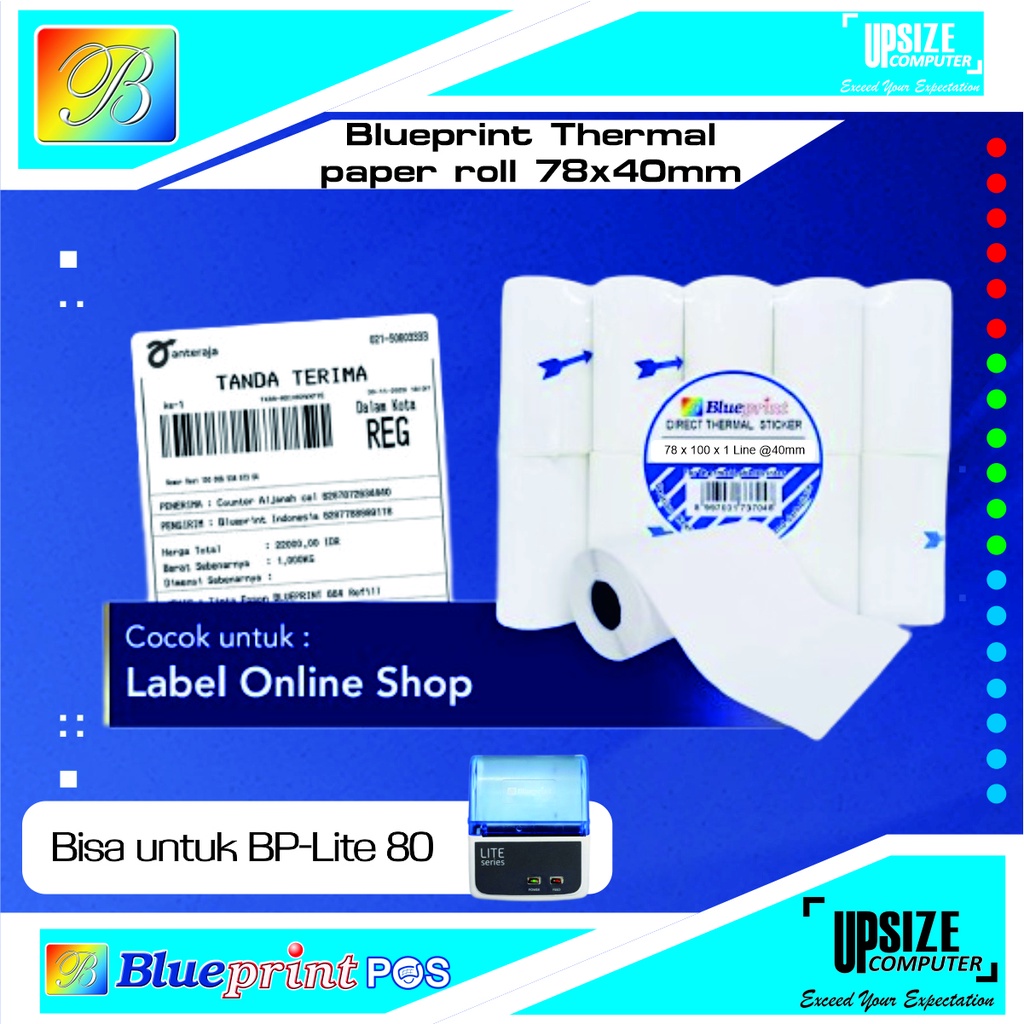 Jual Direct Thermal Sticker Label Portable BLUEPRINT 78 Continous ...