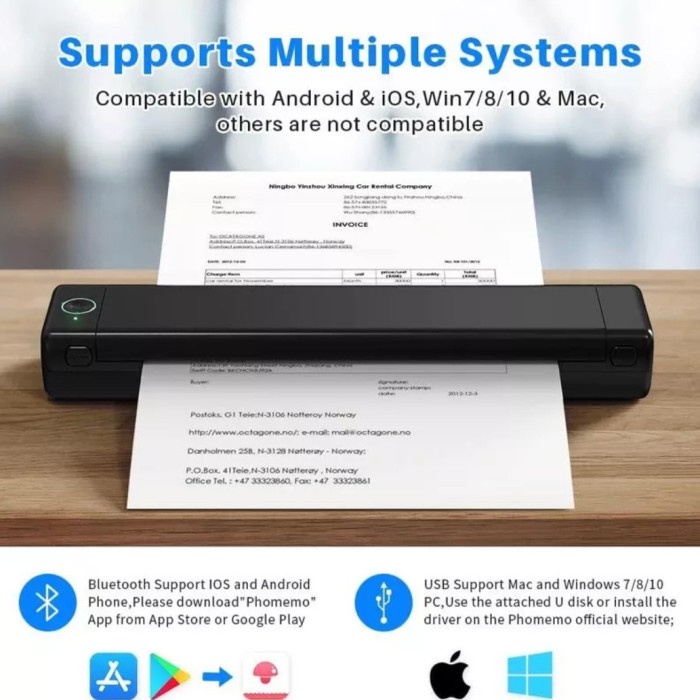 Jual Printer portable A4 mobile praktis thermal wireless bluetooth M08F | Shopee Indonesia