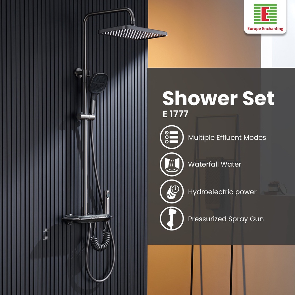 Jual Shower Set LED Black Design Europe Enchanting E1777 HydroPower Series | Shopee Indonesia