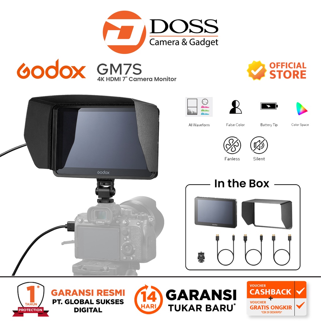 Jual Godox Monitor GM7S 4K HDMI Touchscreen Camera Monitor Godox GM 7S ...