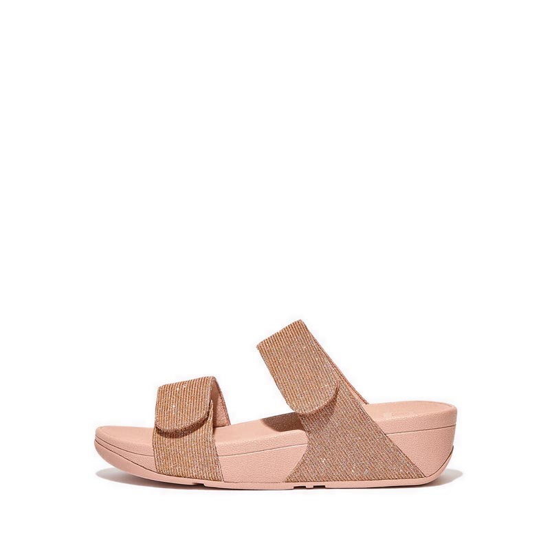 Jual Fitflop Lulu Adjustable Shimmerlux Slides - Rose Gold | Shopee Indonesia
