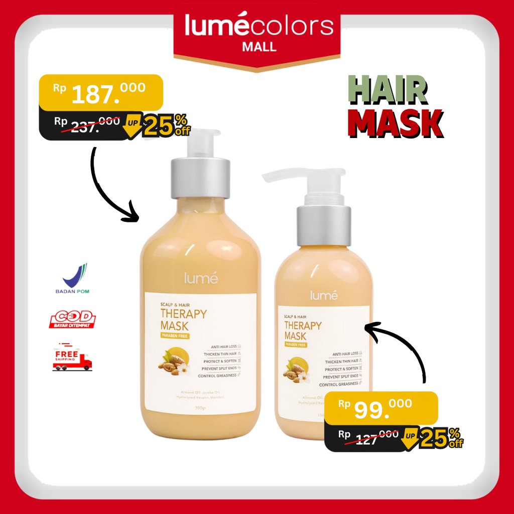 Jual LUME Hair Mask Scalp & Hair Therapy Mask non SLS Paraben Free ...