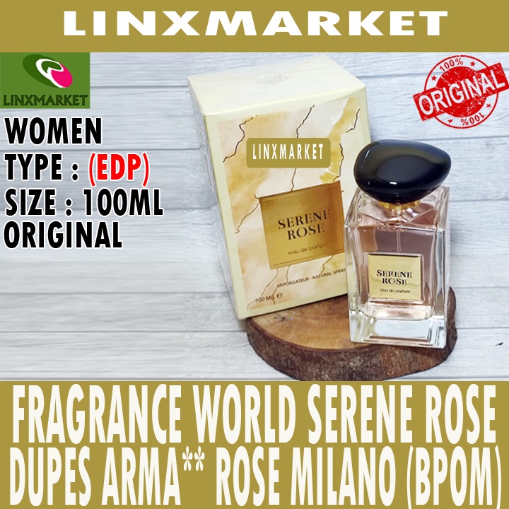 Jual FRAGRANCE WORLD SERENE ROSE EDP WOMEN 100ML DUPES ARMA** ROSE ...
