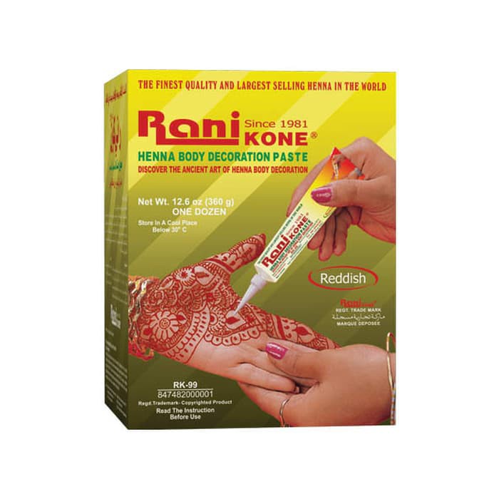 Jual Rani Kone Body Decoration Paste RK 99 Yellow Pack - Henna Merah ...