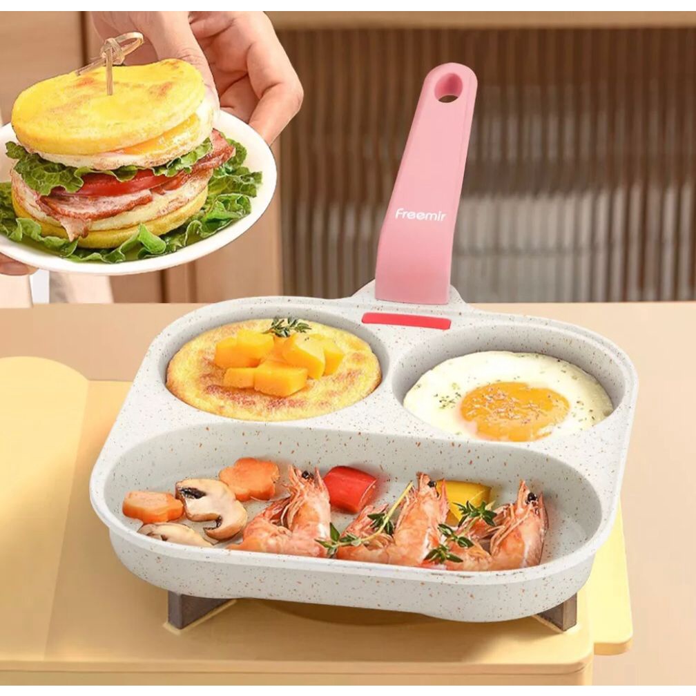 Jual FREEMIR- BREAKFAST PAN Wajan Sekat 3in1 Coating Batu Medis Anti ...
