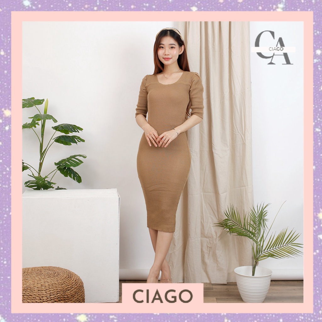Jual Ciago Fashion dress body con wanita korean style bkk5175 | Shopee ...
