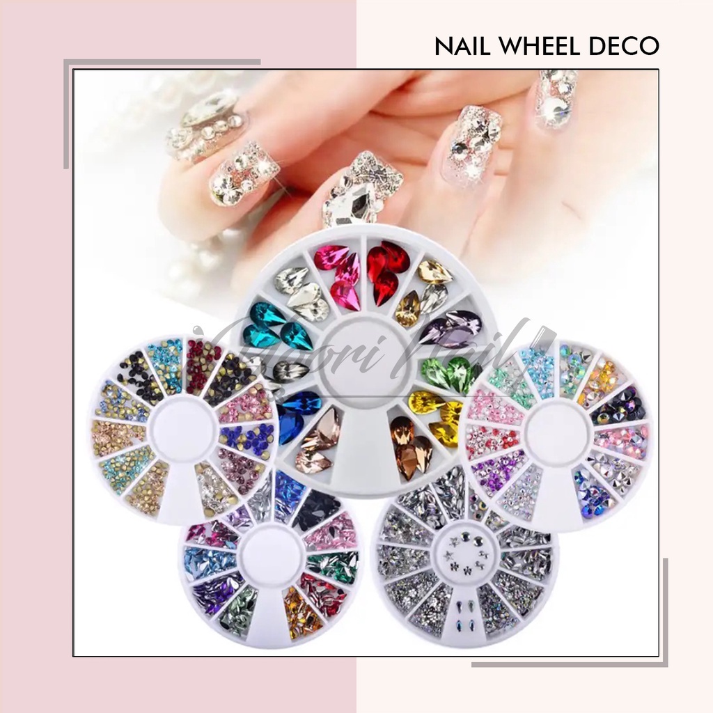 Jual Nail deco wheel nail art rhinestones colorful square star ...