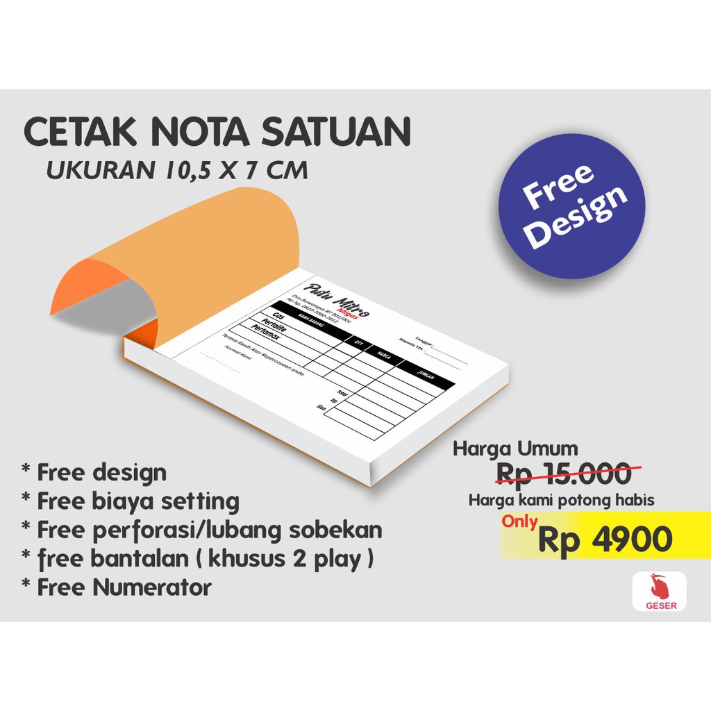 Jual PAKET HEMAT CETAK NOTA UKURAN 10,5X7CM - INVOICE Bon Surat Jalan ...