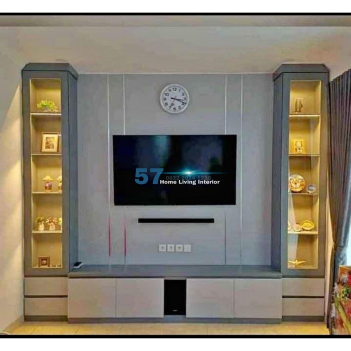 Jual Lemari Kabinet Tv - Backdrop Ruang Tv Bahan Plywood HPL Free ...