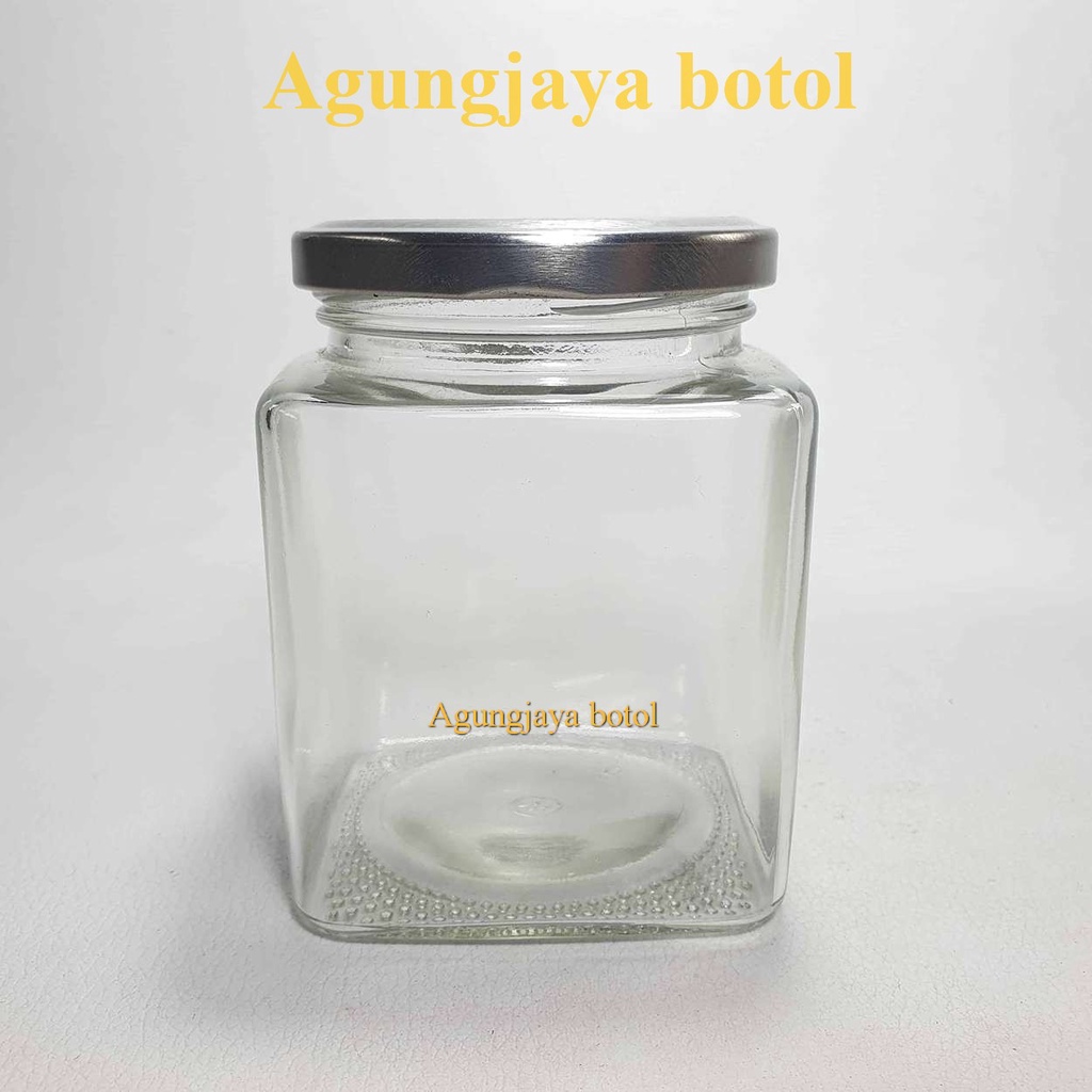 Jual Jar Kaca 380 Ml Square Honey Clear / Jar Kotak / Jar Permen / Jar ...