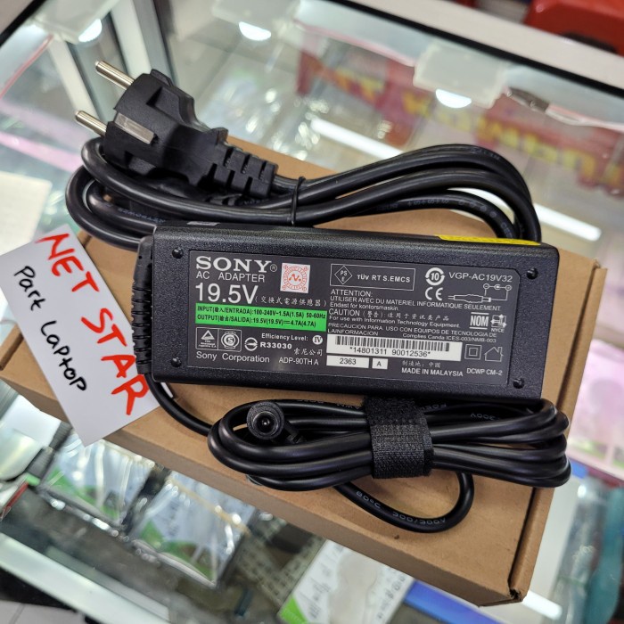 Jual ADAPTOR CHARGER LAPTOP SONY VAIO 19.5V - 4.7A JARUM NEW LOGO -NS ...