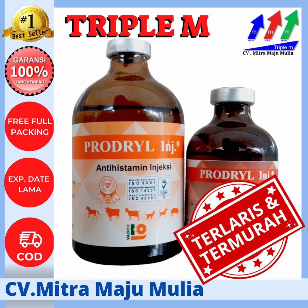 Jual PRODRYL 100 ml dan 50 ml - Obat Hewan Sakit Antihistamin Radang ...
