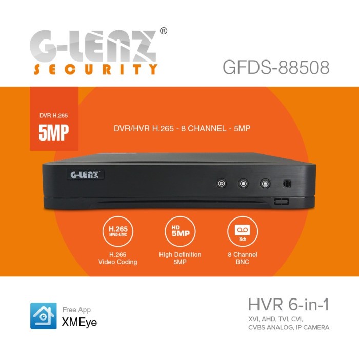 Jual GLENZ SECURITY CCTV DVR 8CH 5MP XMEYE (GFDS-88508) | Shopee Indonesia