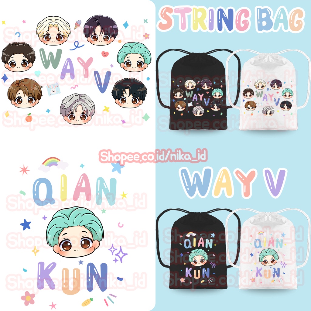 Jual Tas Serut NCT Way V Hitam / Putih Kpop String Bag NCT DREAM NCT ...