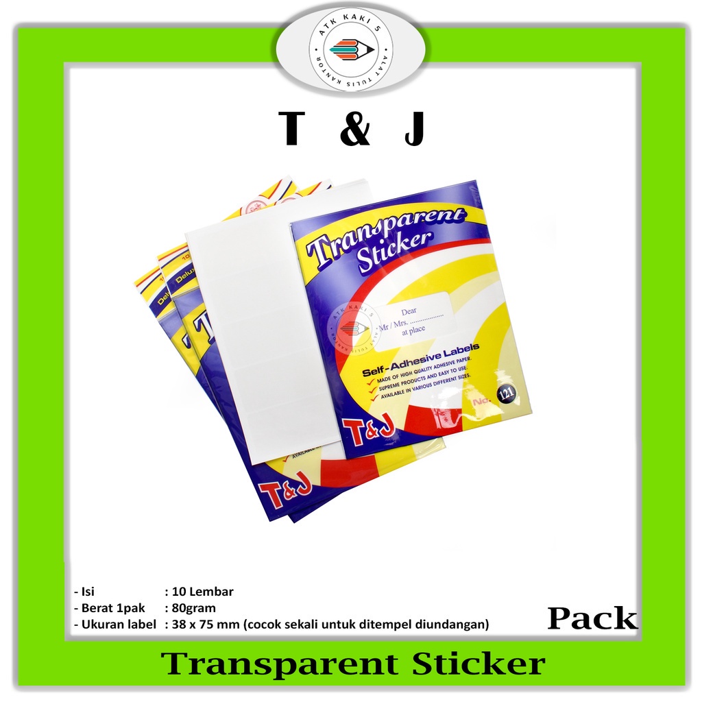 Jual T&J - Label Undangan Transparan 121 T&J Transparant Sticker - Pad | Shopee Indonesia