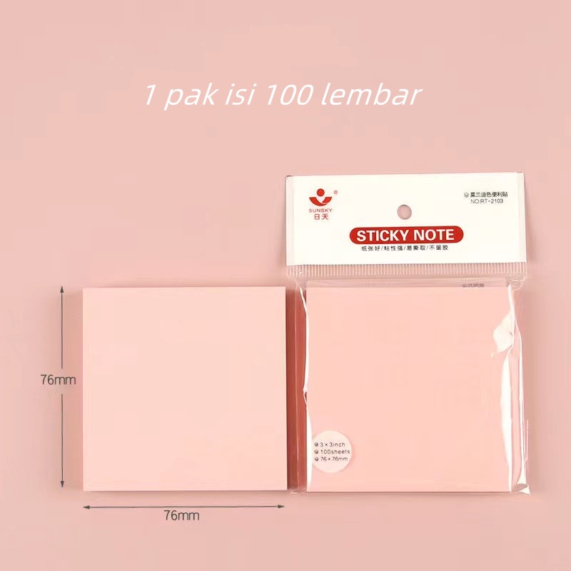Jual （100 Lembar） Morandi Color Sticky Note Memo Label Sticker Bookmark ...