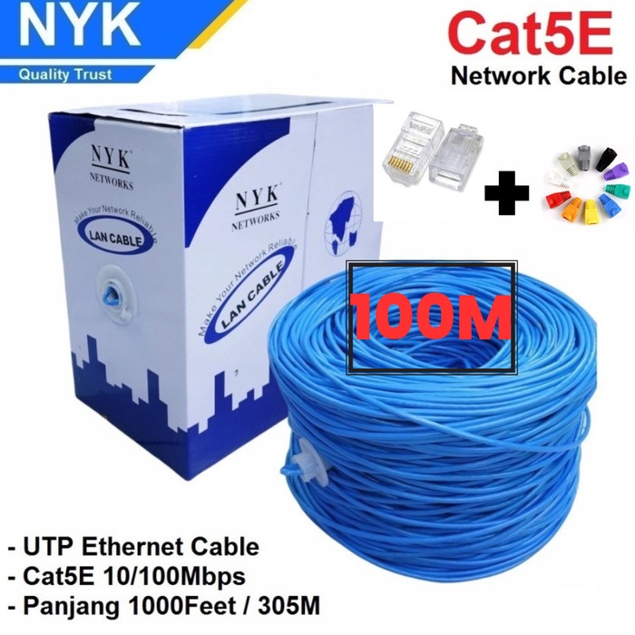 Jual LAN Kabel UTP LAN cat 5 NYK meteran 100 meter | Shopee Indonesia