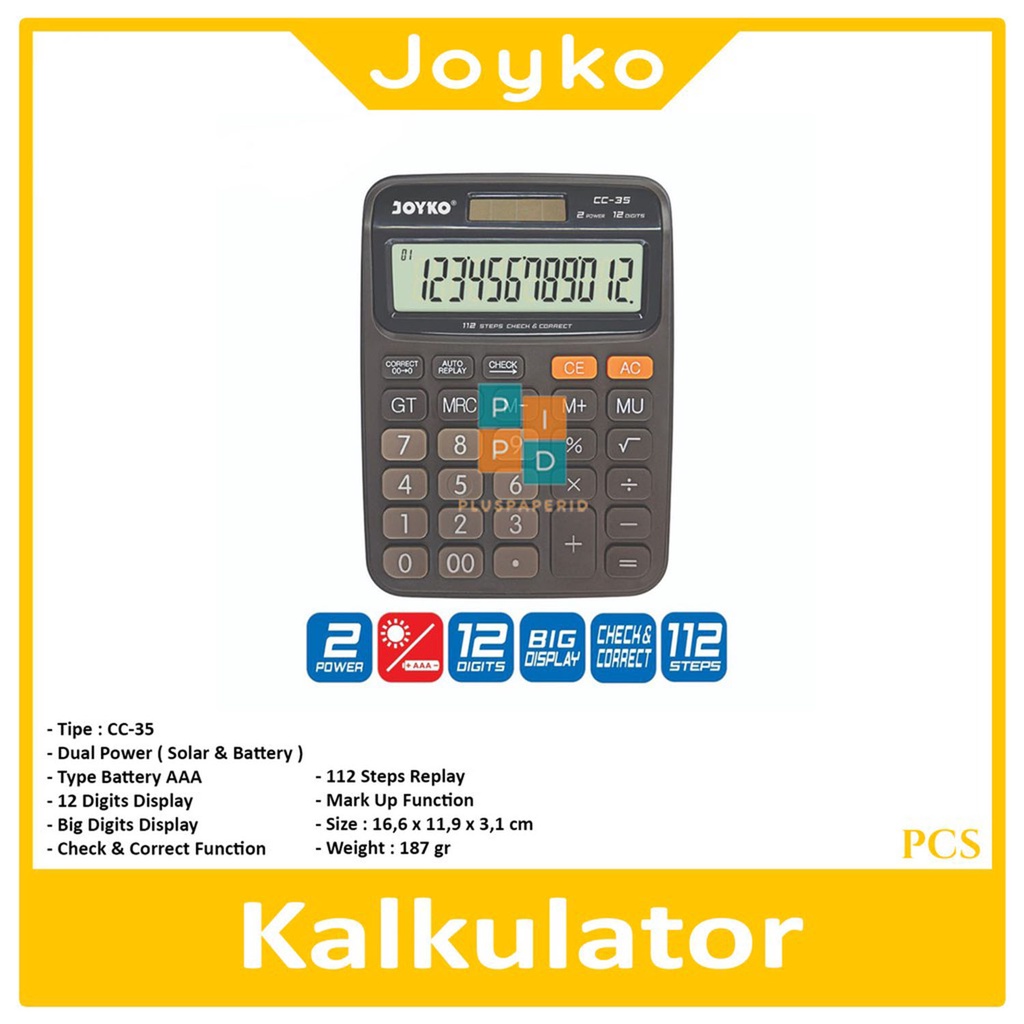 Jual JOYKO - Calculator - Kalkulator CC-35 - 12 Digits Check Correct - Pcs | Shopee Indonesia