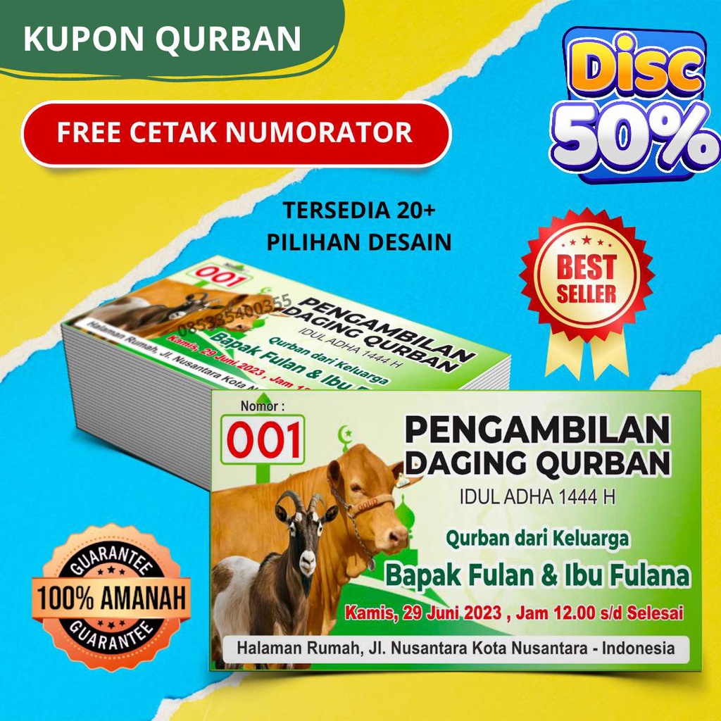 Jual Kupon Pengambilan Daging Kurban Idul Adha Custom Qurban | Shopee Indonesia