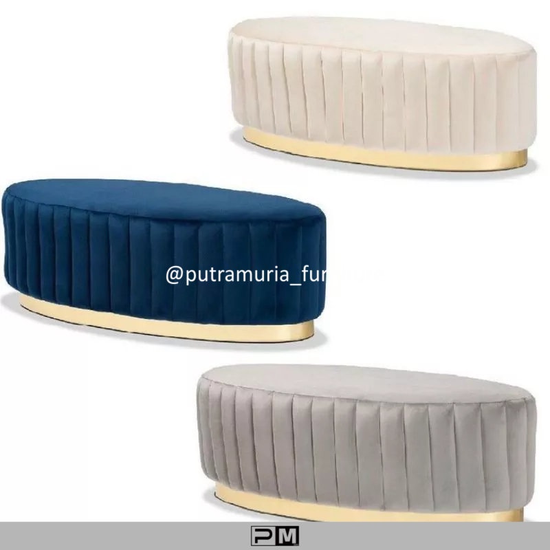 Jual STOOL BENCH OVAL GOLD OTTOMAN 2 SEAT UKURAN BISA CUSTOM | Shopee ...