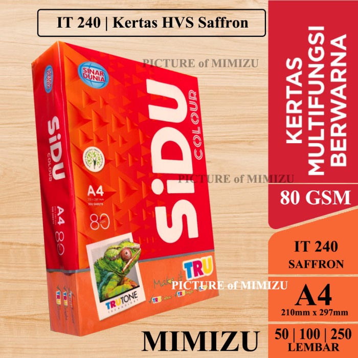 Jual SIDU Kertas HVS Warna A4 80 Gsm IT240 SAFFRON (Merah BATA) | Shopee Indonesia