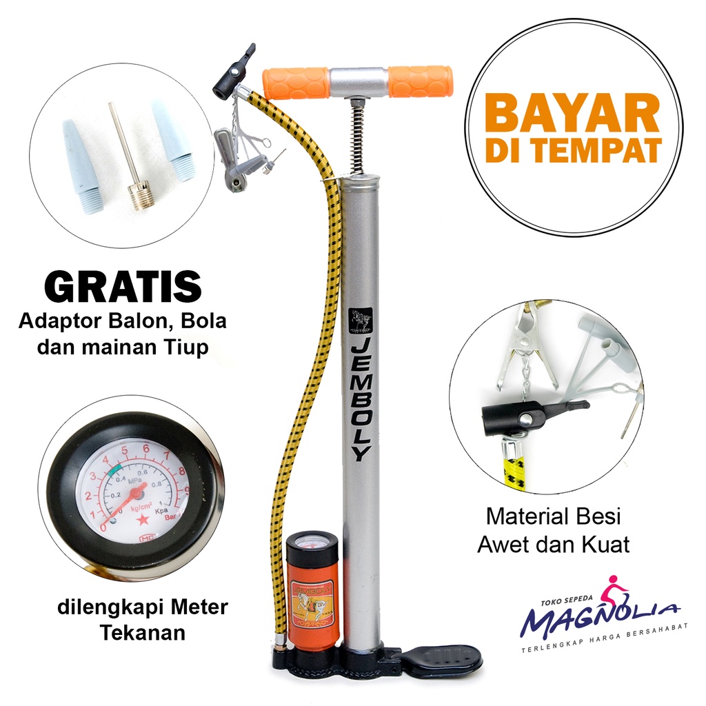 Jual Pompa Ban Sepeda dan Motor Material Besi Merk Jemboly | Shopee ...