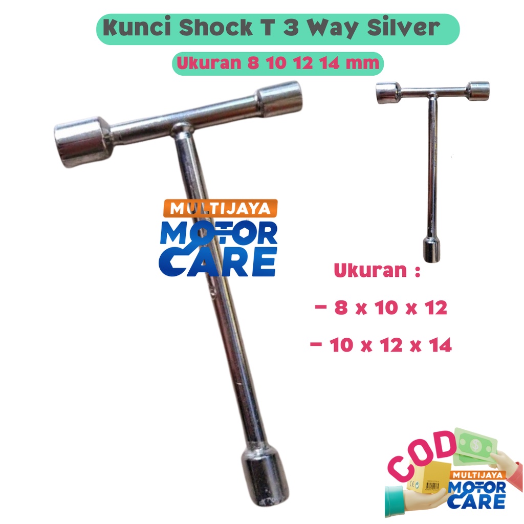 Jual Kunci Shock Sok T 3 Way Silver Ukuran 8 10 12 14 mm T-Type ...
