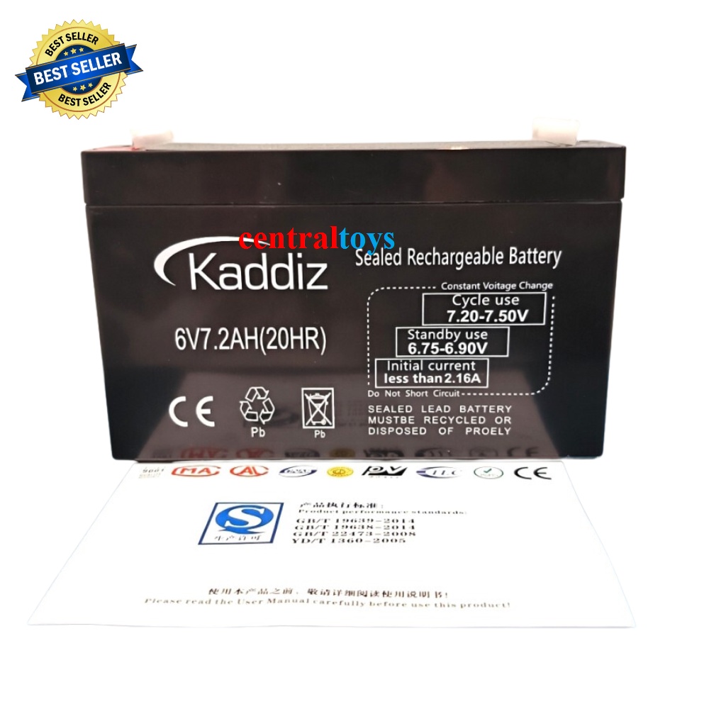 Jual lead acid battery aki kering 6V 7AH 7.2AH 20HR Kaddiz mobil aki ...