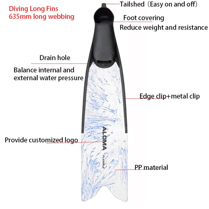 Jual Long Fin Free Dive 100% Rubber Freedive Fins Spearfishing Fin ...