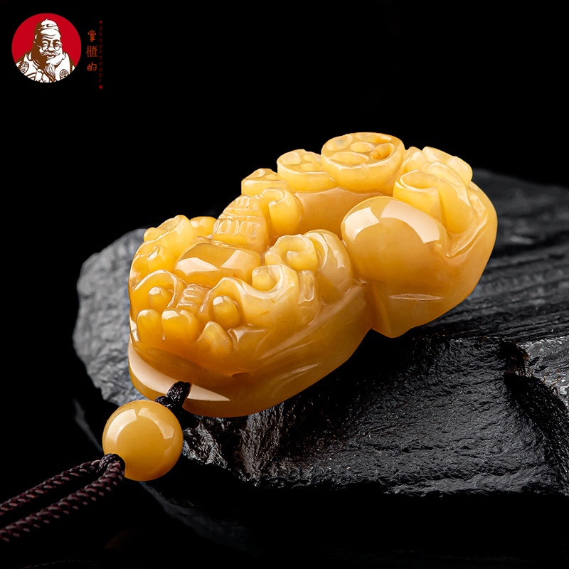 Jual [Dengan sertiflkat identiflkasi] Giok sutra emas alami, liontin ...