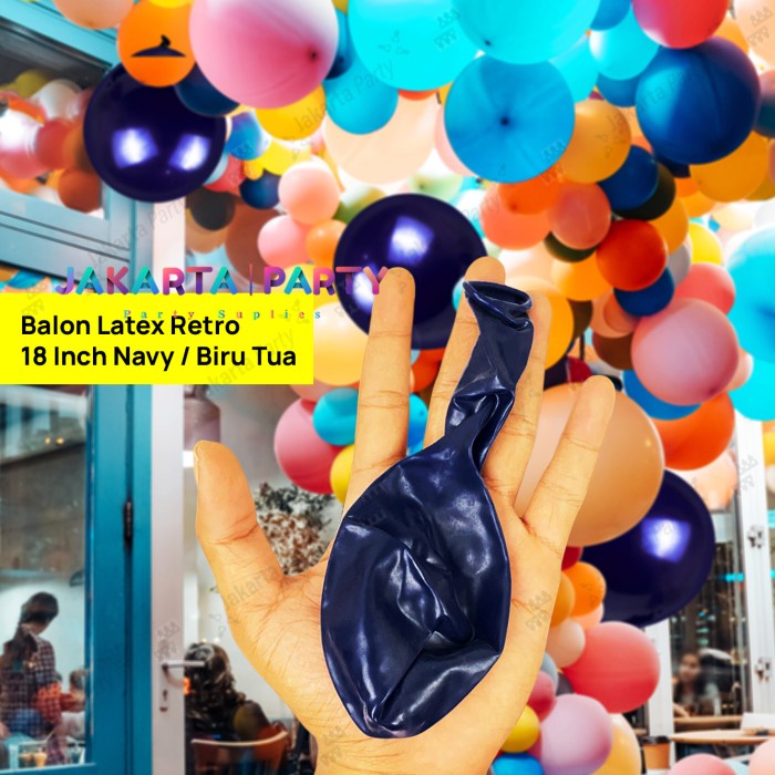 Jual ECER Balon Latex Retro Navy JUMBO / Balon Latex 18 Inch | Shopee ...