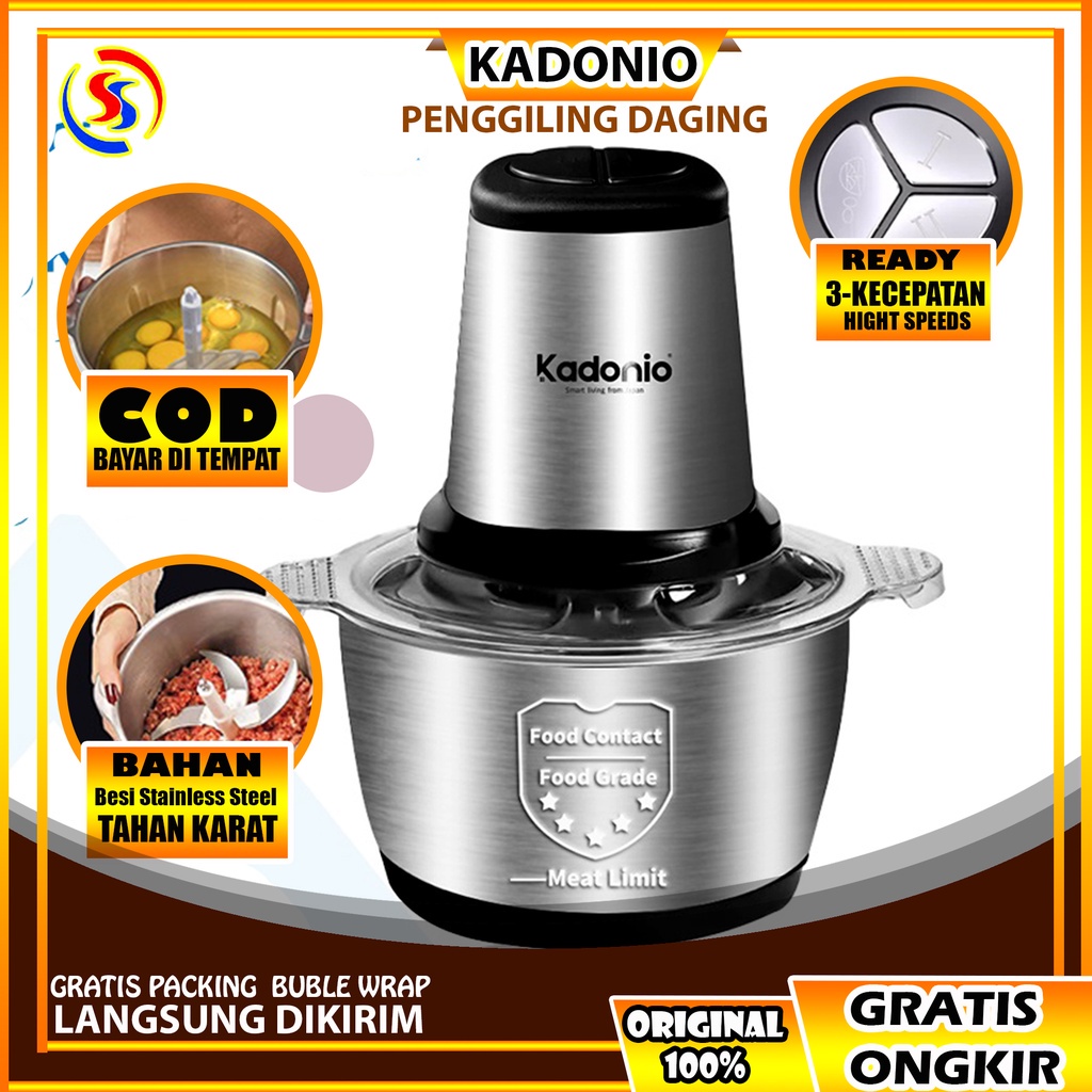 Jual Chopper Stainless KADONIO Blender Daging 2L Penggiling Daging Multifungsi Meat Grinder KL ...