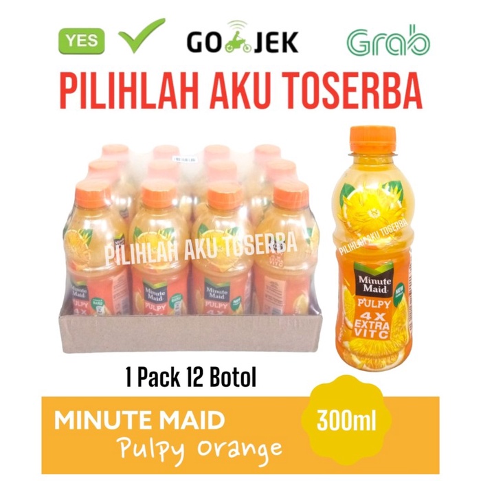 Jual Minute Maid Pulpy Orange Botol Pet 300 ml - ( HARGA 1 PACK ISI 12 ...