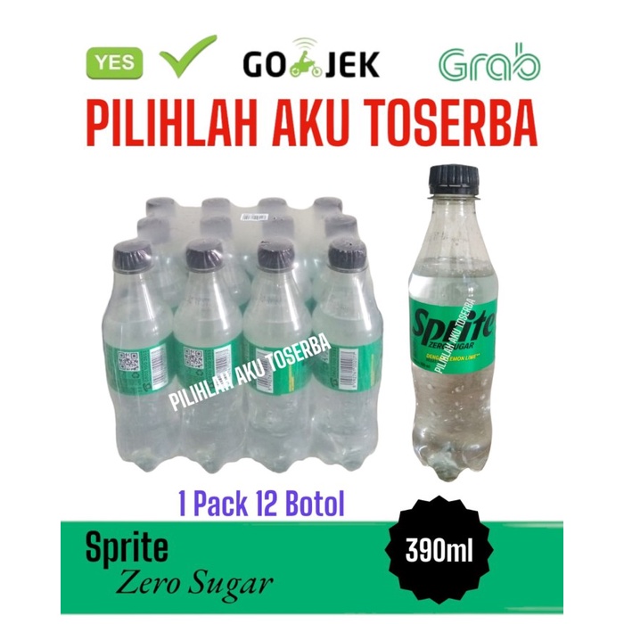 Jual Sprite ZERO SUGAR BOTOL PET 390 ml - ( HARGA 1 PACK ISI 12 ...