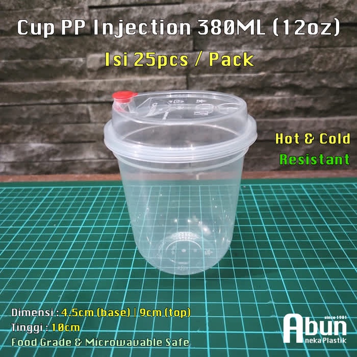 Jual Cup PP Injection 380ml (12oz) Oval Isi 25pcs (Plus Lid+Cap) | Shopee Indonesia
