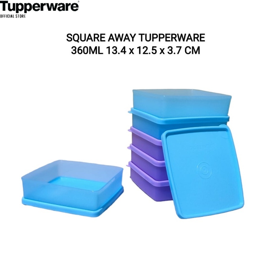 Jual TUPPERWARE KOTAK WADAH BEKAL PLASTIK SQUARE AWAY 360ML BIRU 1PC ...
