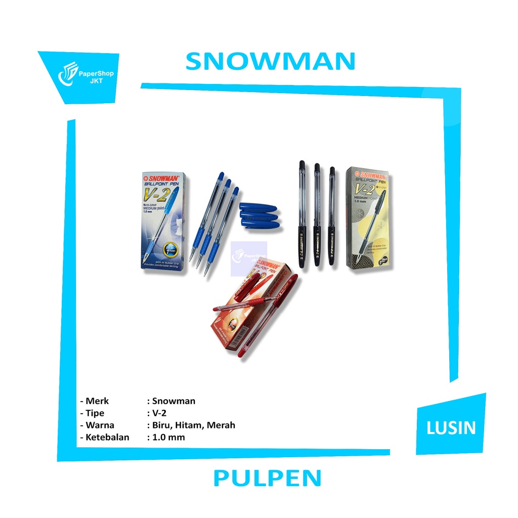 Jual SNOWMAN - Pulpen Ballpoint Pen V2 1.0 mm - Lusin | Shopee Indonesia