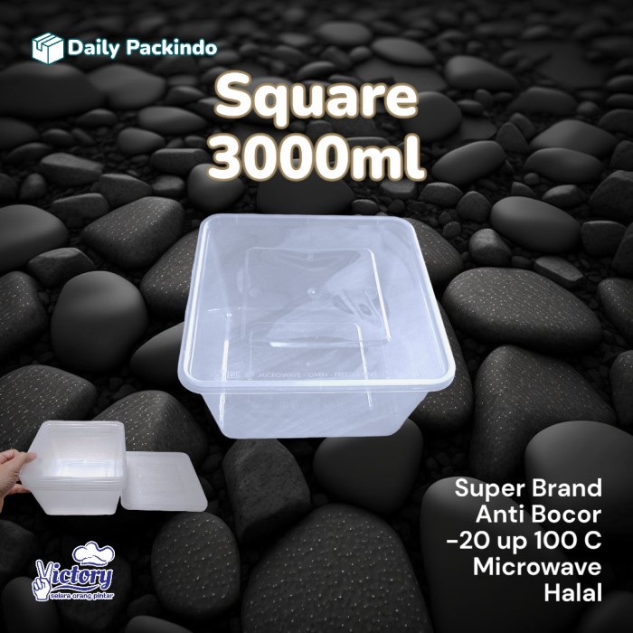 Jual Thinwall 3000 Ml Square Plastik Kotak Makan Shopee Indonesia