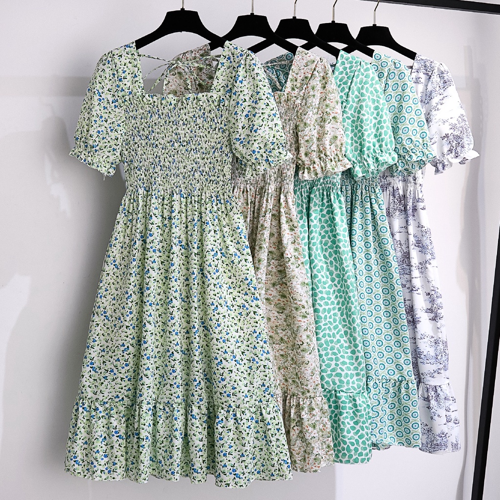 Jual Fashion Korea Off Bahu Lengan Pendek Gaun A-Line Wanita Gaun Musim ...