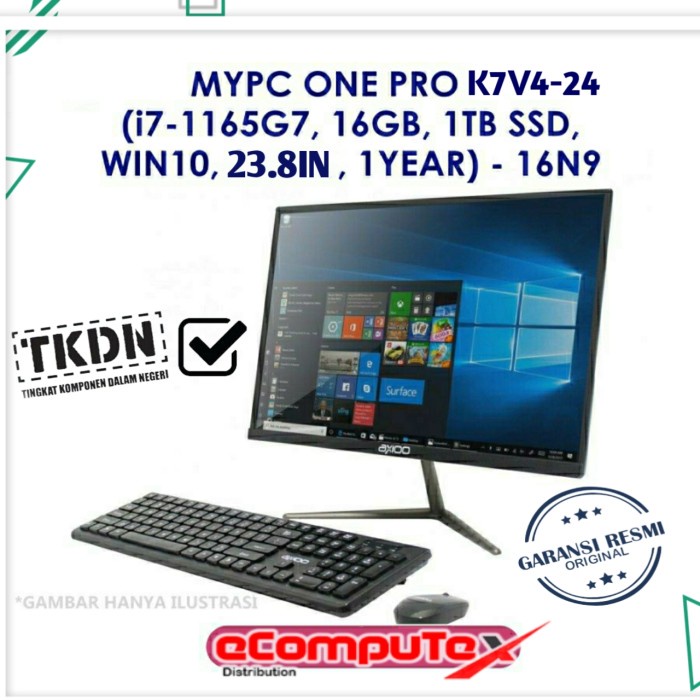 Jual PC AIO AXIOO MYPC ONE PRO K7V4-24 (16N9) i7 6GB 1TB NVIDIA GTX1650 4GB 24"HD GARANSI RESMI ...