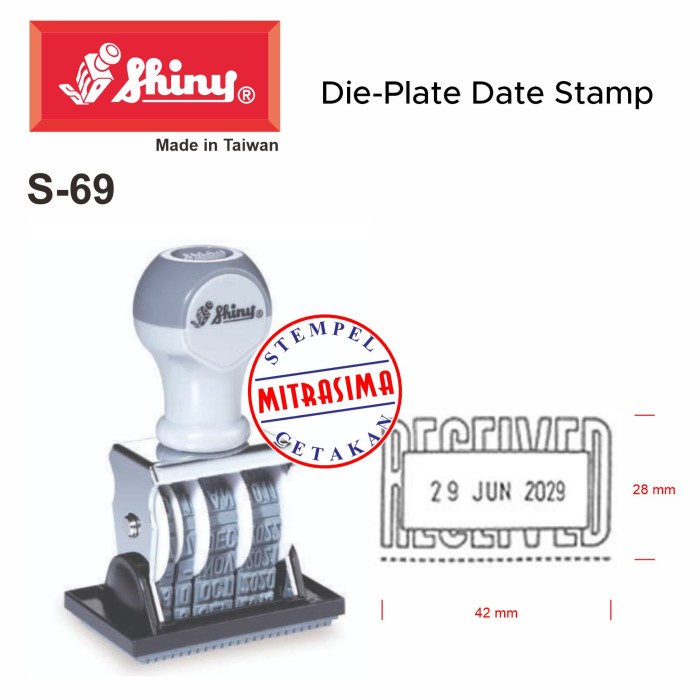 Jual Stempel Shiny S-69 ( RECEIVED Die Plate Dater S69 Tipe S 69 ...