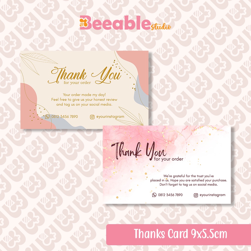 Jual Thank You Card Custom Thanks Card Kartu Ucapan Terima Kasih Online Shop | Shopee Indonesia