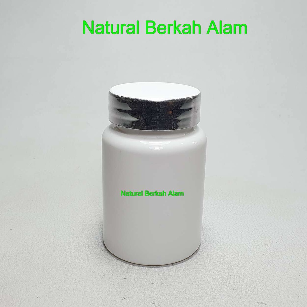 Jual Botol 80 ml Bulat putih Chrome Silver List / Botol Obat 30 / Botol ...
