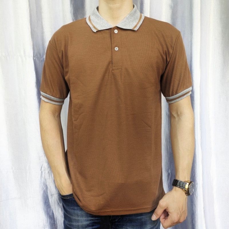 Jual NEW Kaos Krah Polo Shirt Polos Lengan Pendek Dewasa Coklat Kaos Polo Shirt Baju Polos Pria ...