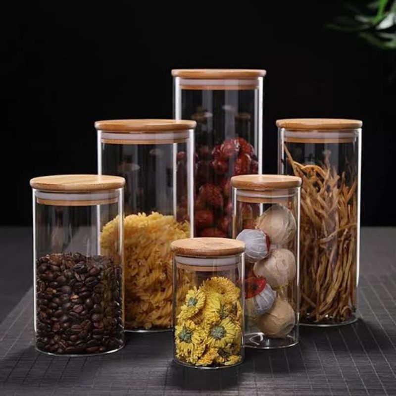 Jual Toples Kaca Tutup Kayu / Toples Kedap Udara / Toples Kue Kering ...