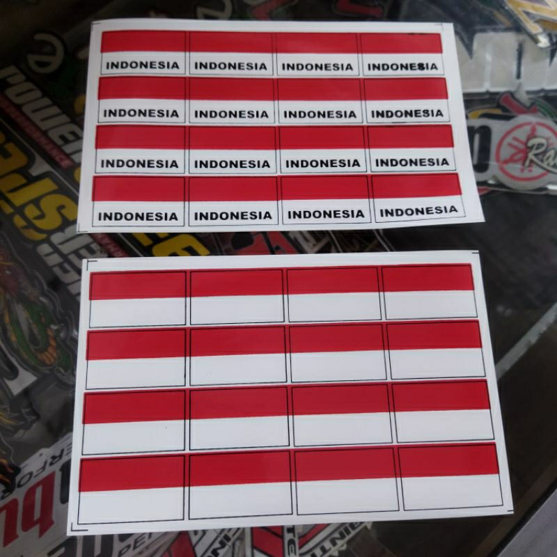 Jual stiker bendera indonesia isi 16 13cm x 21 cm harga per lembar ...