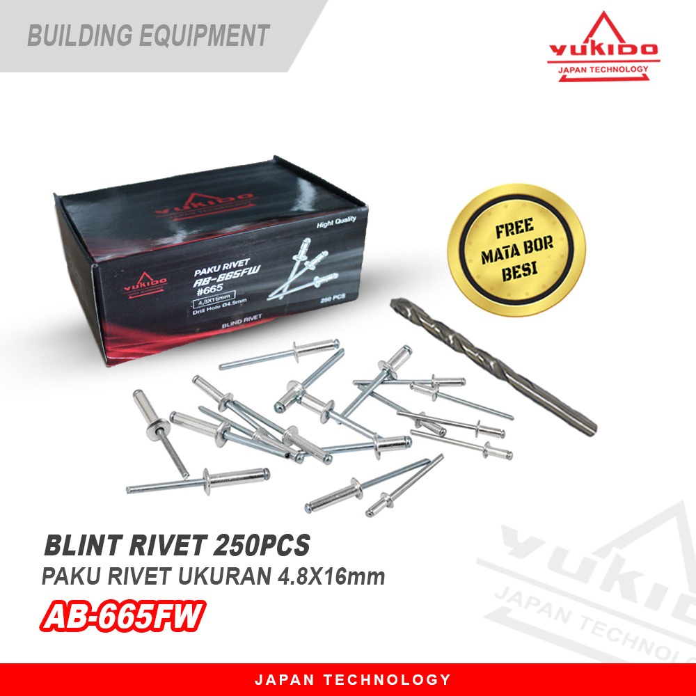 Jual 665 Paku Ripet 4.8x16mm Aluminium Rivet Nut isi 250 Pcs | Shopee ...