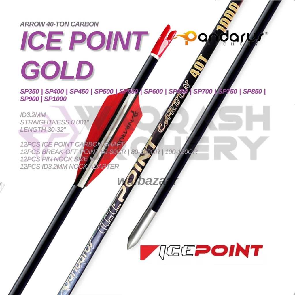 Jual PANDARUS ICEPOINT 40-T Carbon Arrow ID 3.2mm straightness 0.001 ...