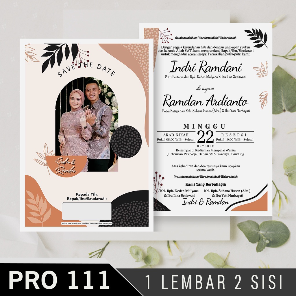 Jual Kode Toko: S7 - PRO 111 Varian 1 Lembar 2 Sisi - Cetak Undangan Termurah, Undangan ...